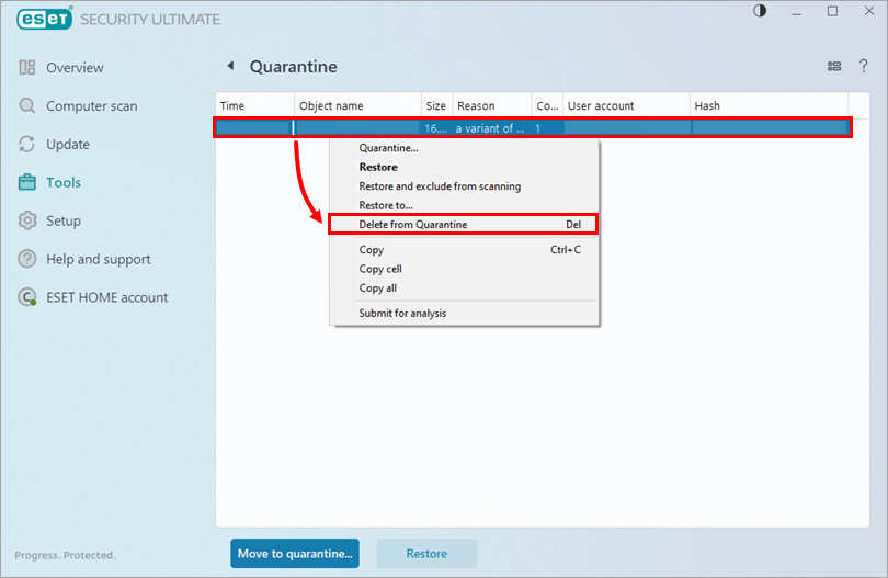 [KB3235] Windows용 ESET 홈 및 소규모 사무실 제품에서 격리된 파일 삭제하기