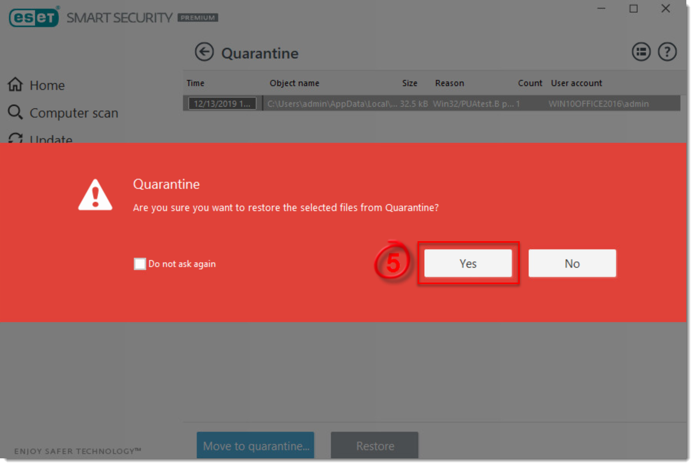 [KB3195] Restore a quarantined file in ESET Windows home products