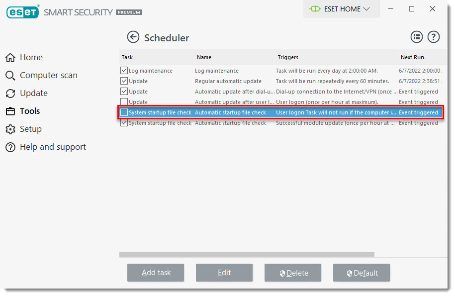 [KB2900] Temporarily disable the startup scan in ESET Windows home ...