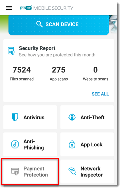 [KB7538] Enable Payment Protection in ESET Mobile Security for Android