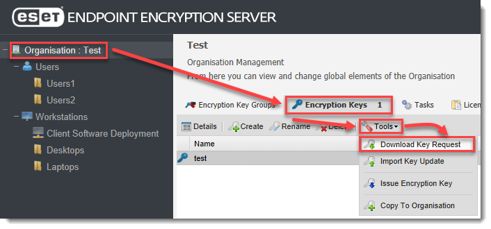 [KB8040] Transfer encryption keys to a new ESET Endpoint Encryption Server