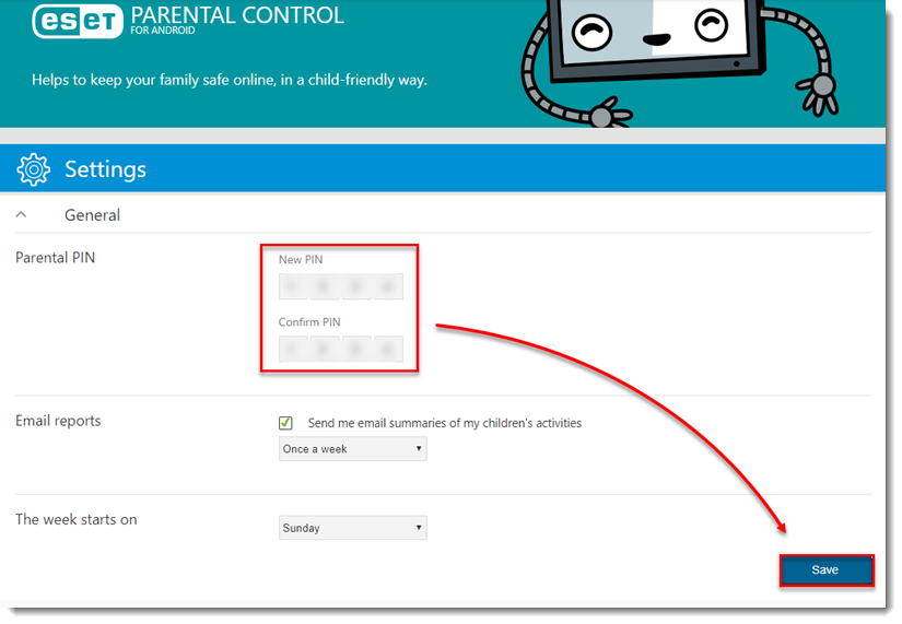 [KB5699] Set the PIN in ESET Parental Control for Android
