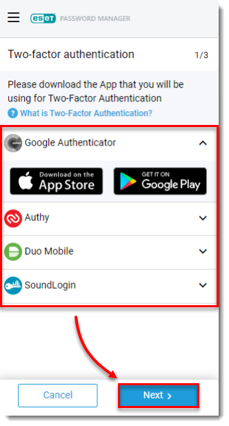 [KB7296] Enable or disable Two-Factor authentication using ESET Password Manager (3.x)