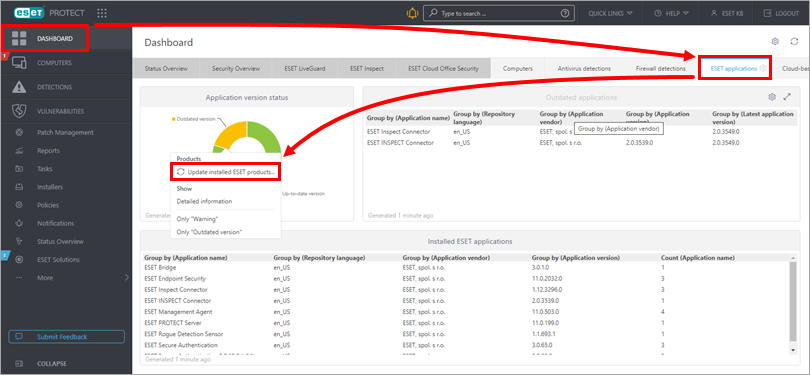 [KB7708] Upgrade ESET business products from the Dashboard using one ...