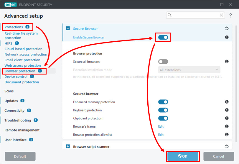 [KB7734] Enable and configure Secure Browser in ESET Endpoint Security ...